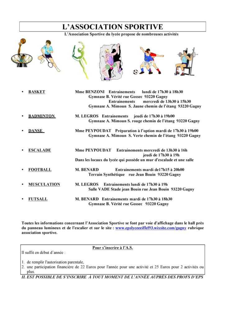 Association sportive – Lycée Gustave Eiffel – Gagny Association sportive – Lycée Gustave Eiffel – Gagny